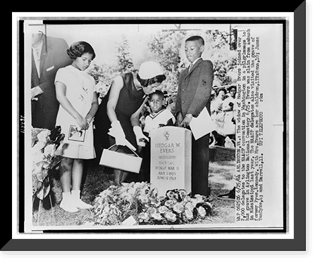Historic Framed Print, [Mrs. Medgar Evers with her children at Medgar ...