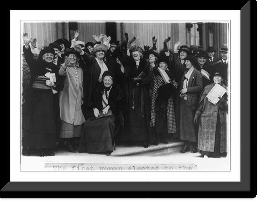 Historic Framed Print, [Mrs. Rebecca L. Felton being greeted by ...