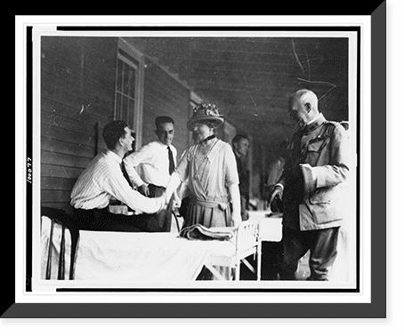 Historic Framed Print, [Mrs. Warren G. Harding shaking hands with man ...