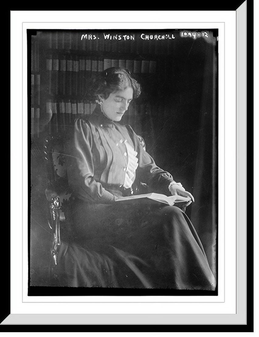 Historic Framed Print, Mrs. Winston Churchill seated with book, 17-7/8 ...
