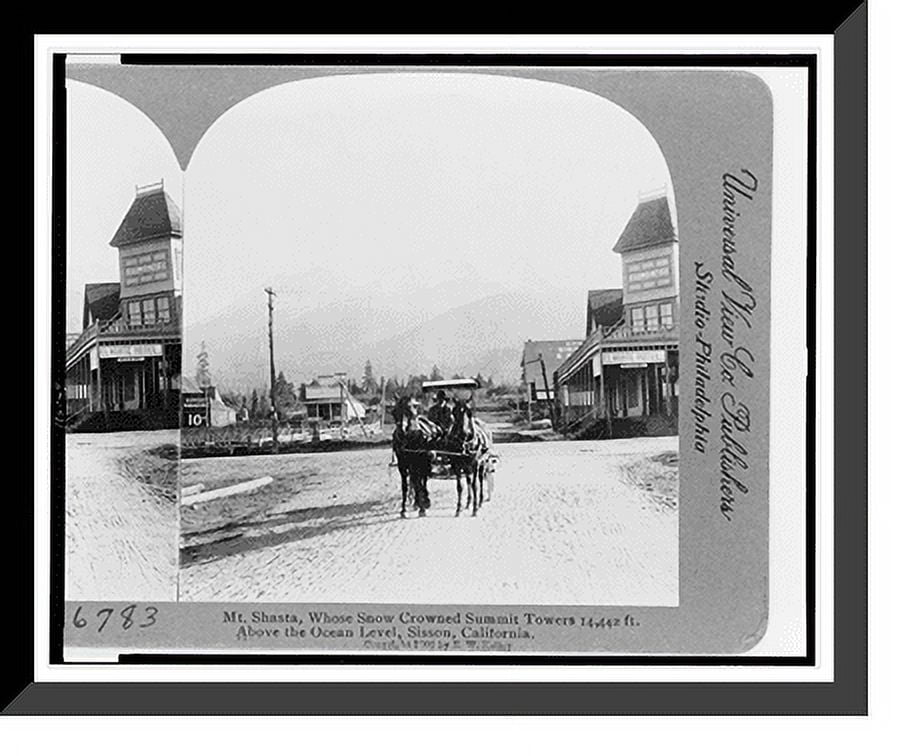Historic Framed Print, Mt. Shasta, whose snow crowned summit towers ...