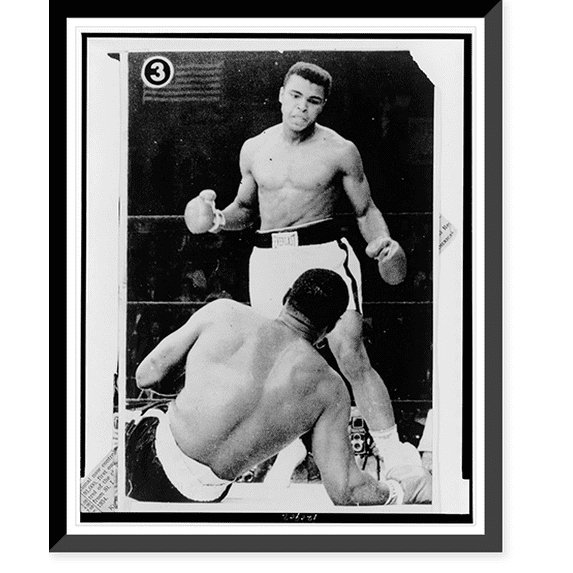 Historic Framed Print, [Muhammad Ali standing over a fallen Sonny ...