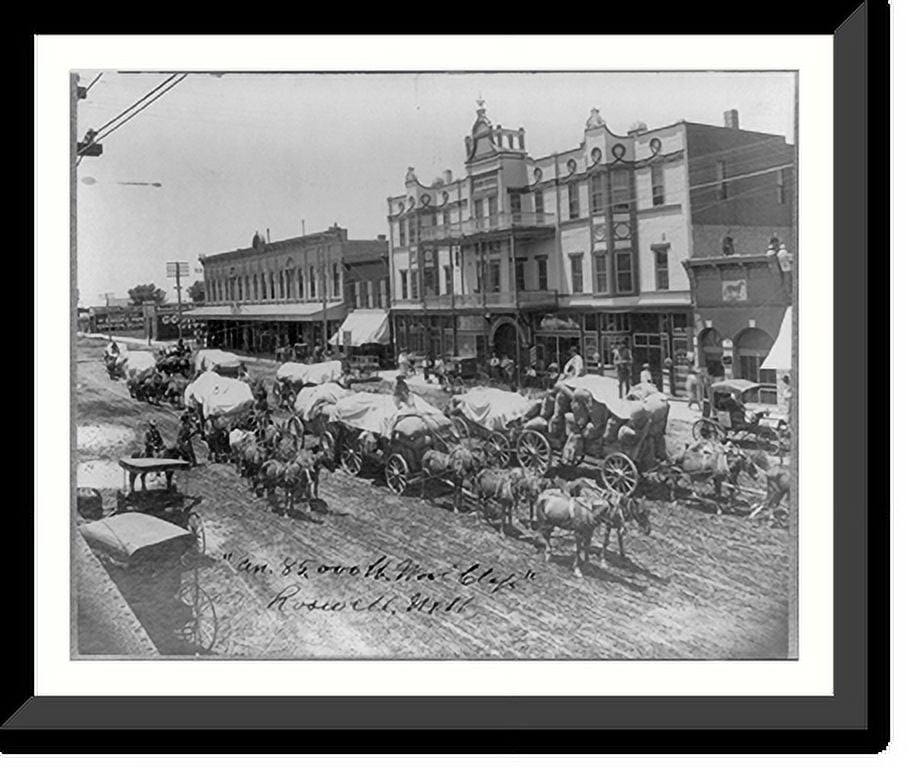Historic Framed Print, [N.M. - Roswell - Main Street, showing 10 wagons ...