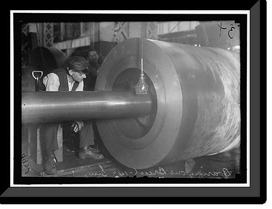 Historic Framed Print, NAVY YARD, U.S., WASHINGTON. BORING BREECH OF 14 ...