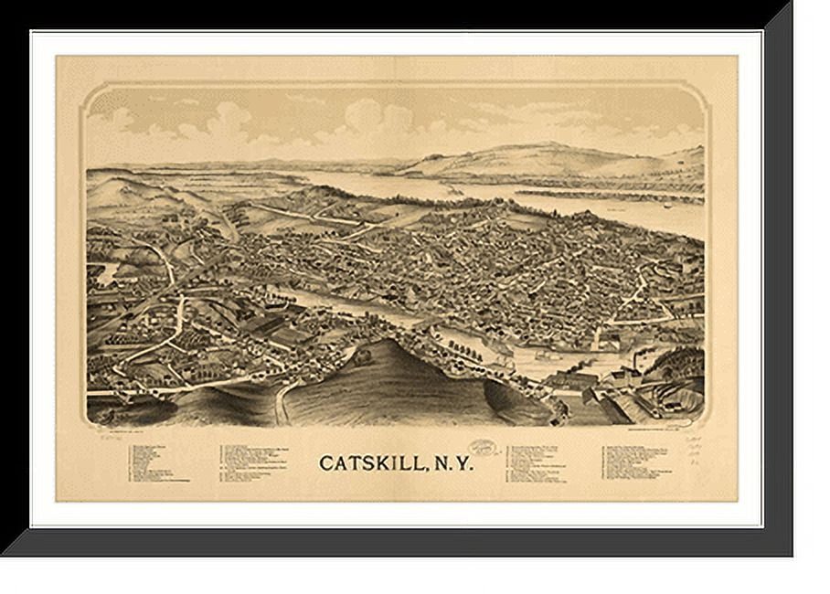 Historic Framed Print, NY Catskill 1889 MAP, 17-7/8" x 21-7/8 ...