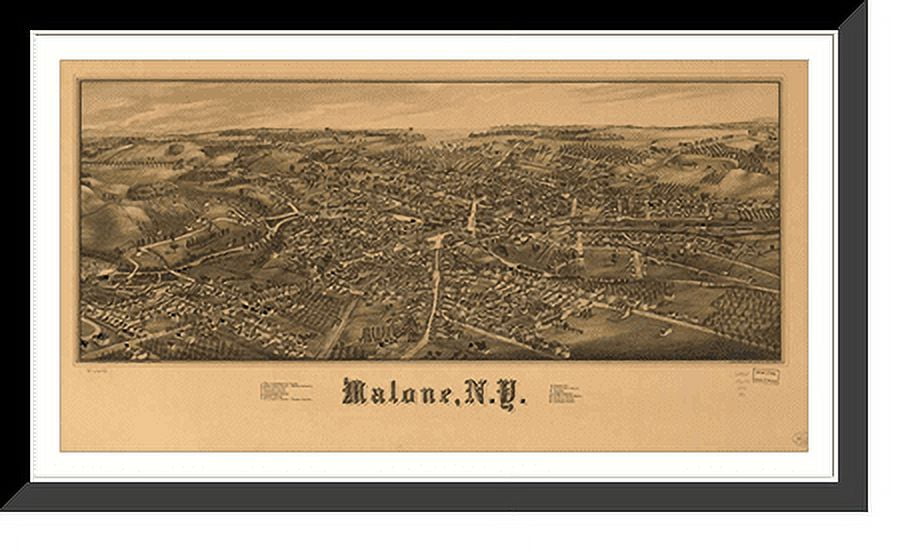 Historic Framed Print, NY Malone 1886 MAP, 17-7/8" x 21-7/8" - Walmart.com
