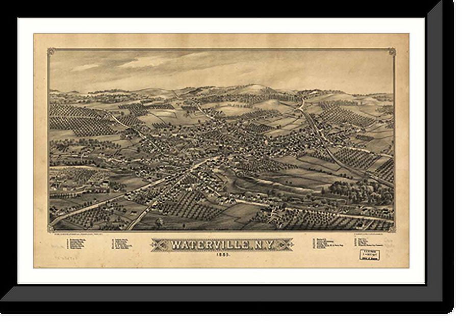 Historic Framed Print, NY Waterville 1885 MAP, 17-7/8" x 21-7/8 ...