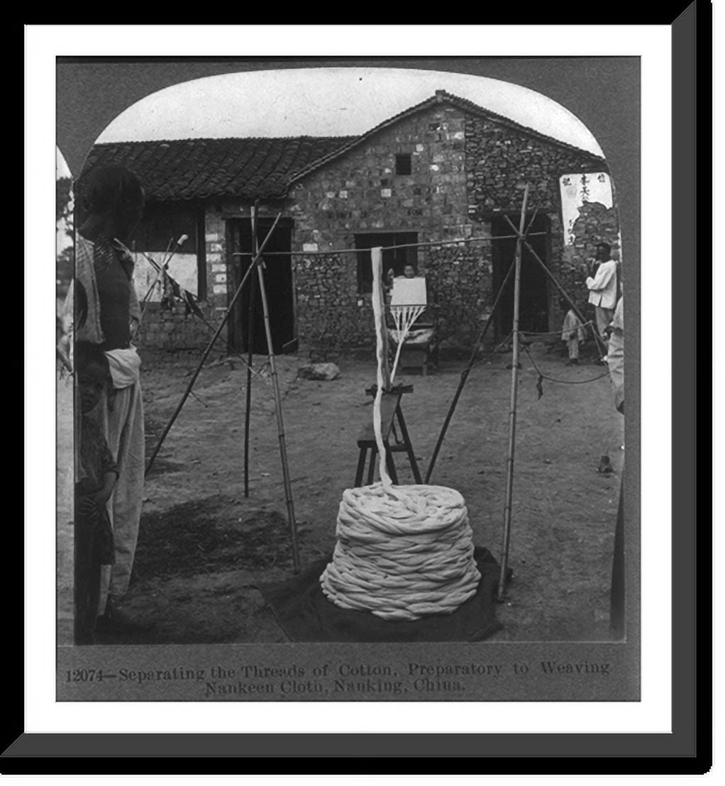 Historic Framed Print, [Nankeen cloth-making]: Separating the Threads ...
