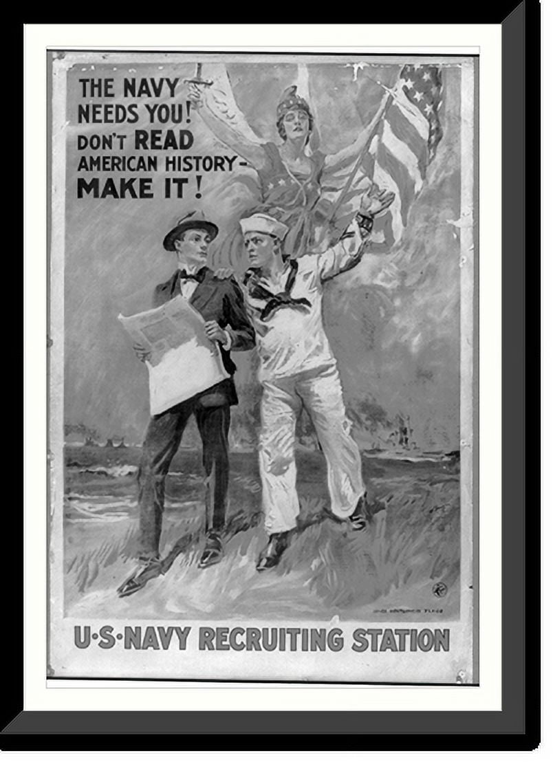 Historic Framed Print, The Navy needs you! Dont read American history ...