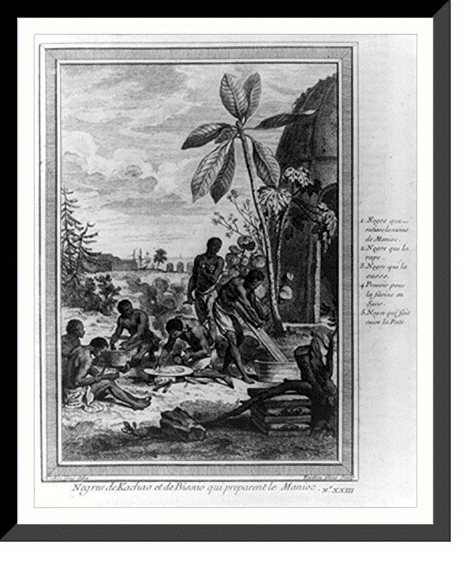 Historic Framed Print, Negres de Kachao et de Bissao qui preparent le ...
