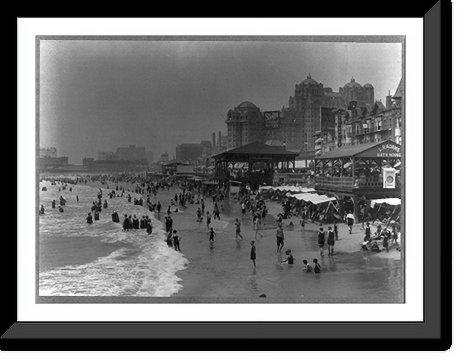 Historic Framed Print, New Jersey - Atlantic City - Beach scene south ...