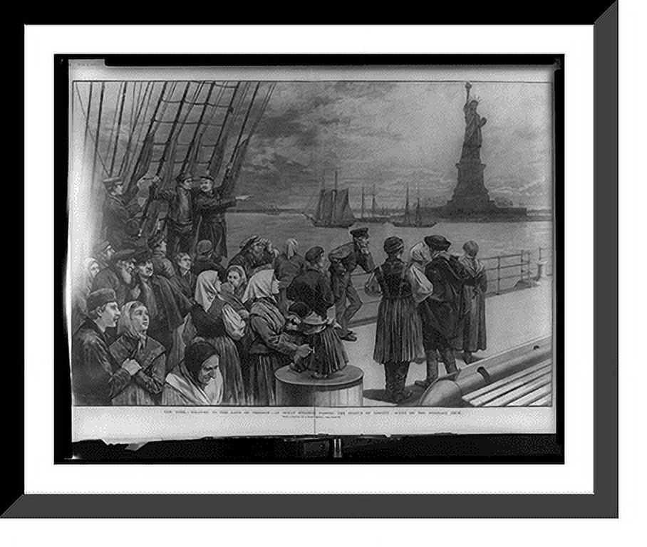 Historic Framed Print, New York - Welcome to the land of freedom - An ...