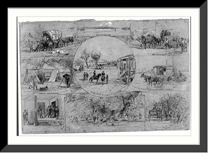 Historic Framed Print, [Nine camp scenes] - 2, 17-7/8" x 21-7/8 ...