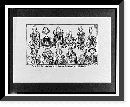Historic Framed Print, 'Now, tell the jury what you did with the knife ...
