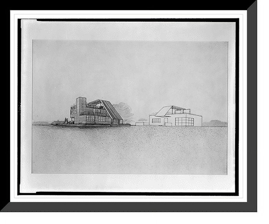 Historic Framed Print, [Nucleus House. Exterior. Perspective projection ...