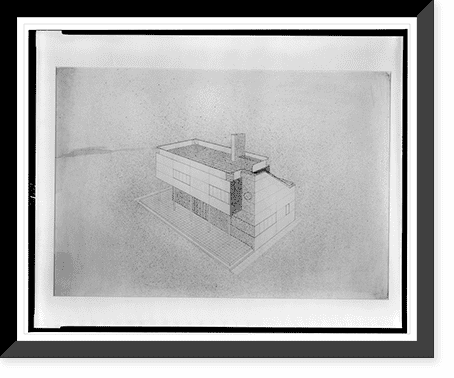 Historic Framed Print, [Nucleus House. Exterior from above showing ...