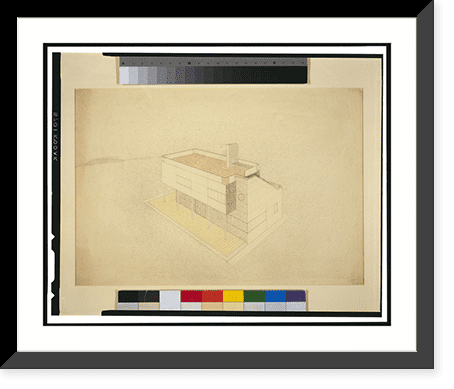 Historic Framed Print, [Nucleus House. Exterior from above showing ...