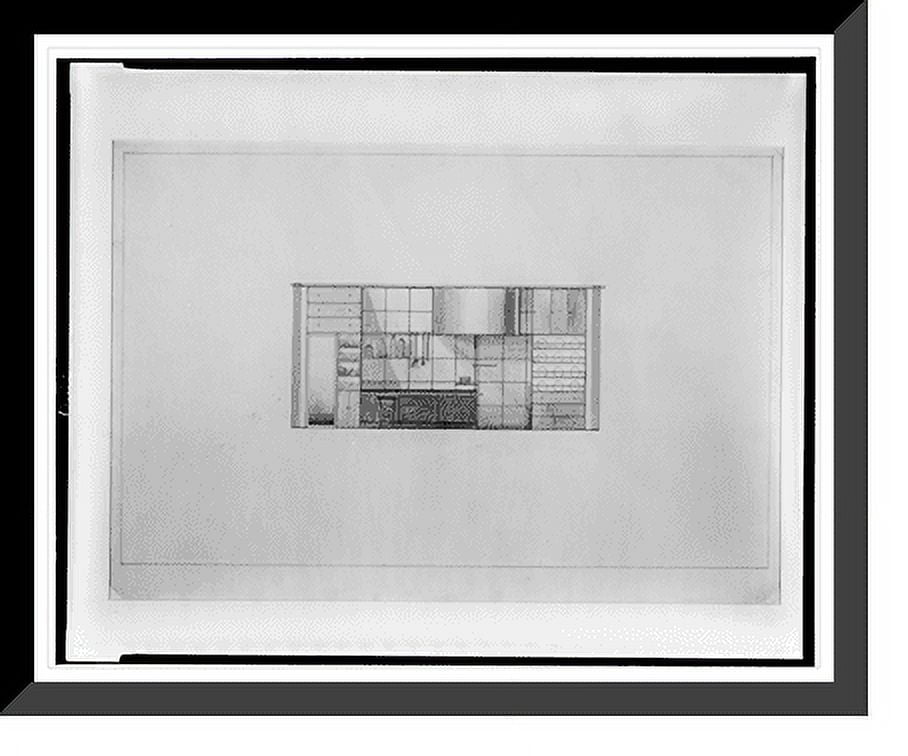 Historic Framed Print, [Nucleus House. Kitchen wall and cabinets ...