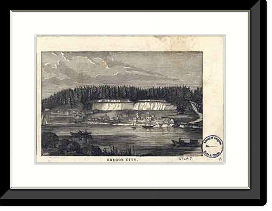 Historic Framed Print, OR Oregon City 1850 MAP, 17-7/8" x 21-7/8 ...
