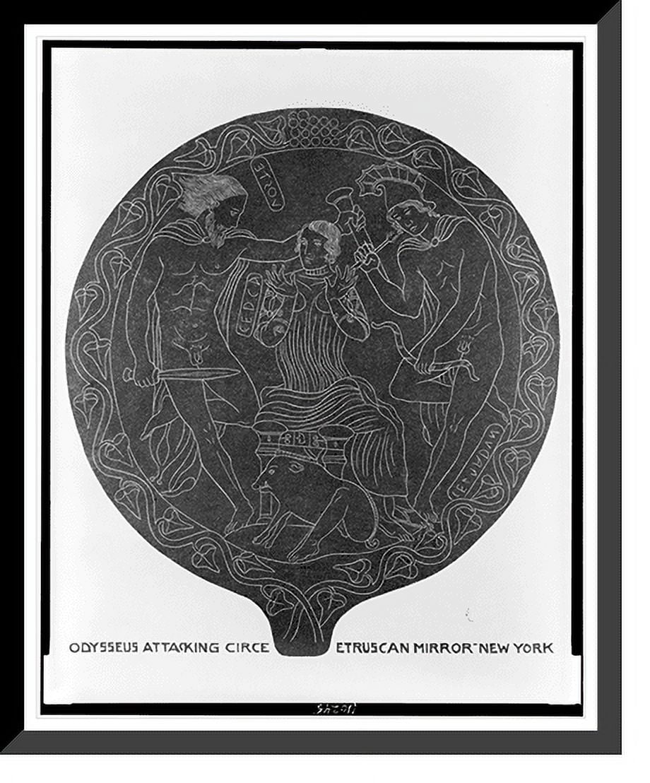Historic Framed Print, Odysseus attacking Circe, Etruscan mirror - New ...