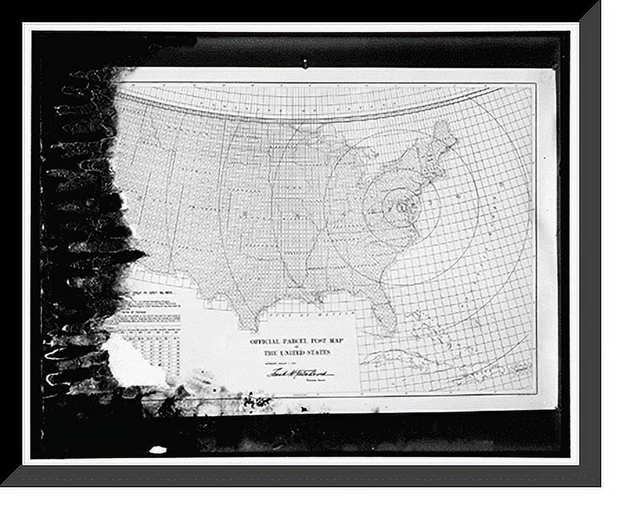 Historic Framed Print, Official Parcel Post Map of the United States ...