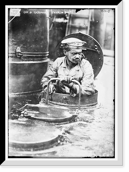 Historic Framed Print, On a German Torpedo Boat, 17-7/8" x 21-7/8 ...