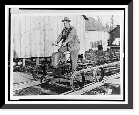 Historic Framed Print, One-man railroad train. Washington man, tired of ...