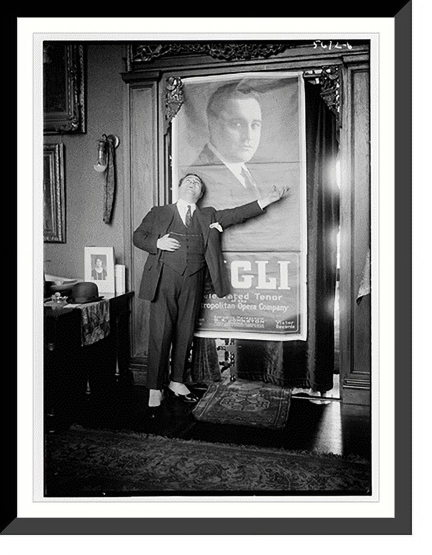 Historic Framed Print, Opera singer in front of poster, 17-7/8" x 21-7/ ...