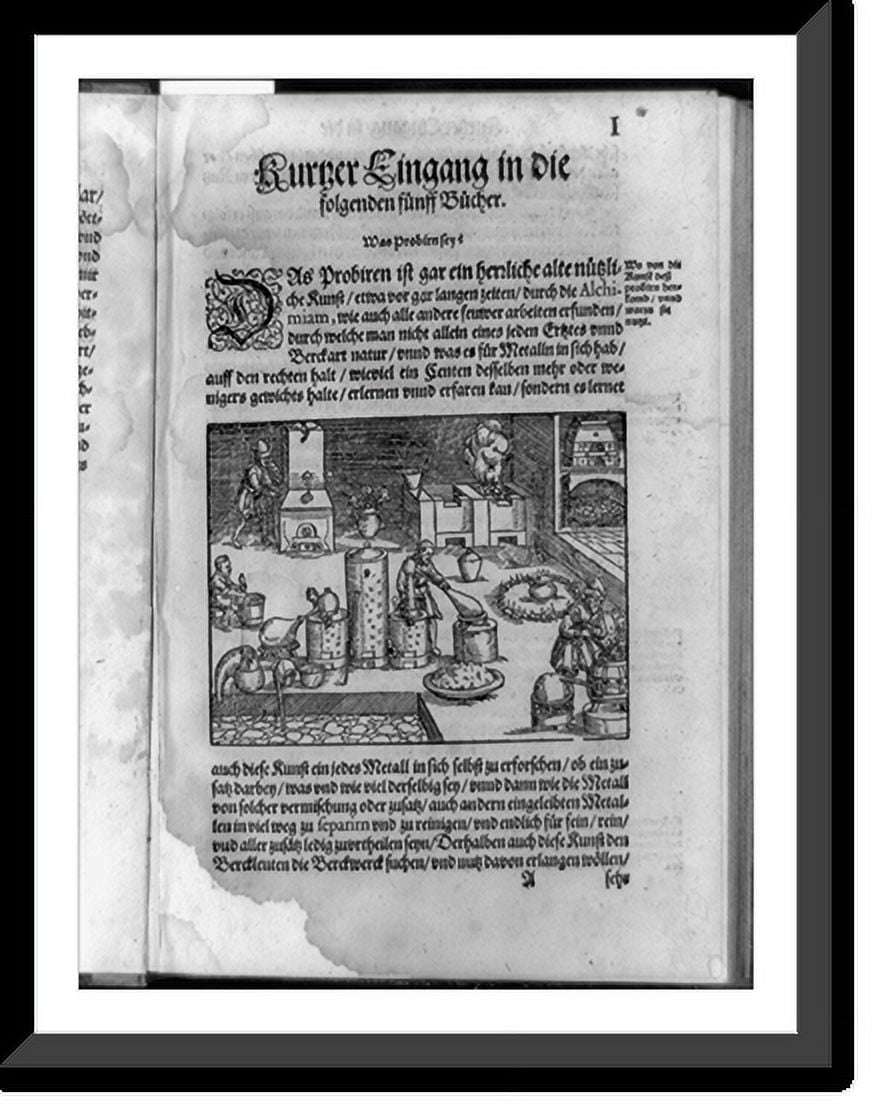 Historic Framed Print, [Ore testing and ovens in assay laboratory with ...