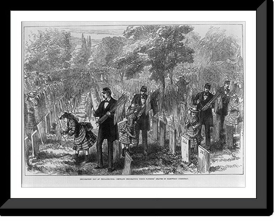 Historic Framed Print, [Orphans decorating their fathers' graves in ...