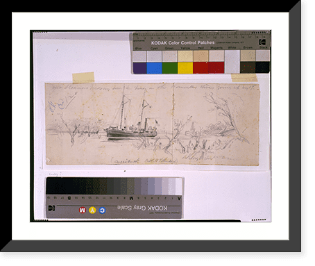 Historic Framed Print, Our Steamers passing sunken trees in the ...