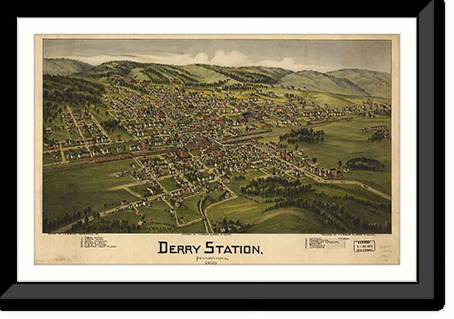 Historic Framed Print, PA Derry Station 1900 MAP, 17-7/8" x 21-7/8 ...
