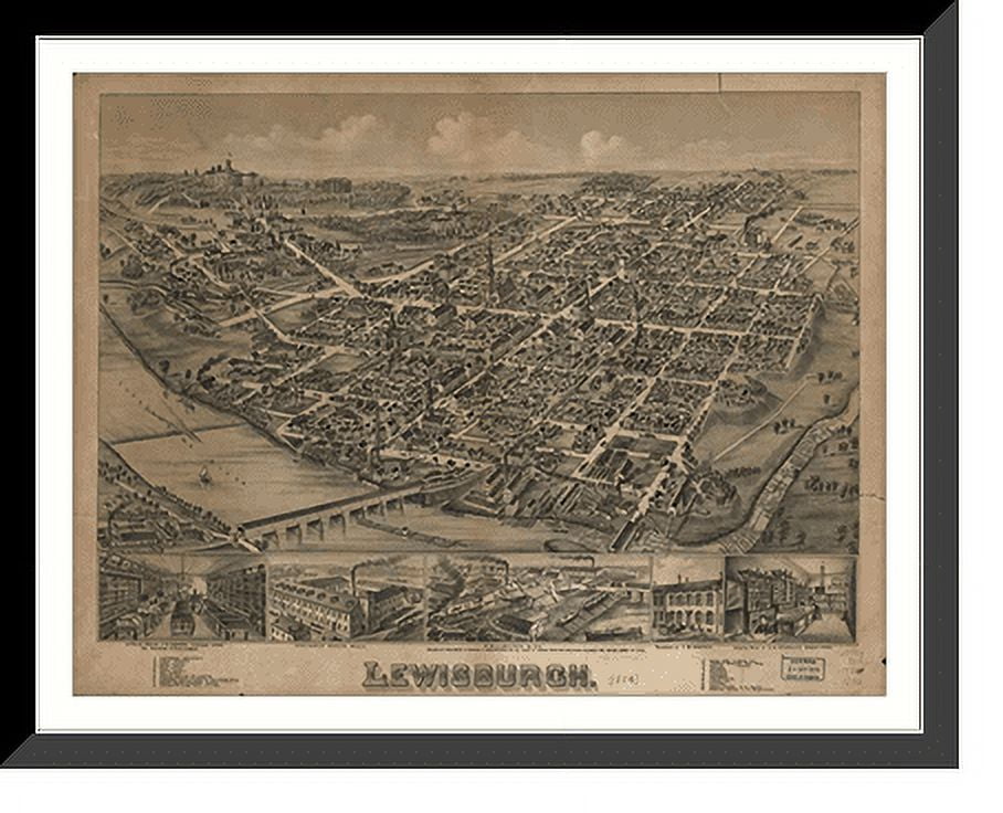 Historic Framed Print, PA Lewisburg 1884 MAP, 17-7/8" x 21-7/8 ...