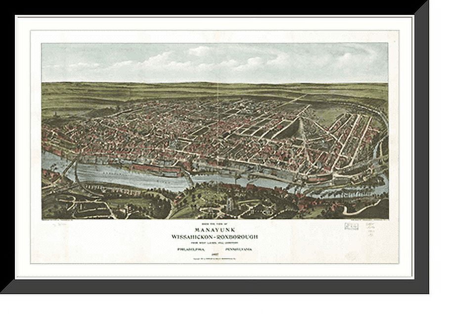 Historic Framed Print, PA Manayunk 1907 MAP, 17-7/8" x 21-7/8 ...