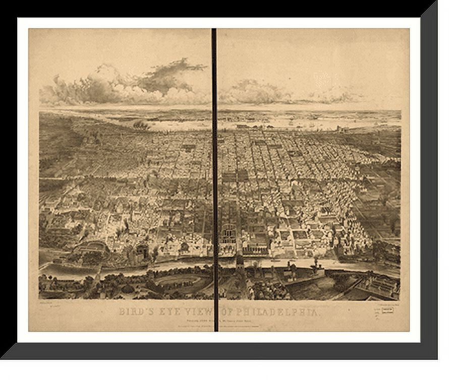 Historic Framed Print, PA Philadelphia 1857 MAP, 17-7/8" x 21-7/8 ...