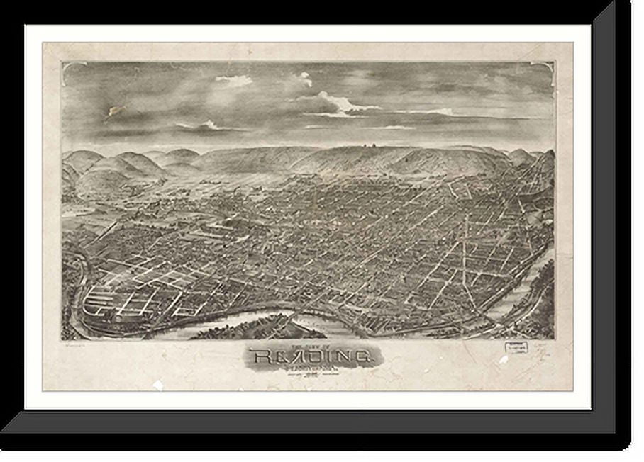 Historic Framed Print, PA Reading 1898 MAP, 17-7/8" x 21-7/8" - Walmart.com