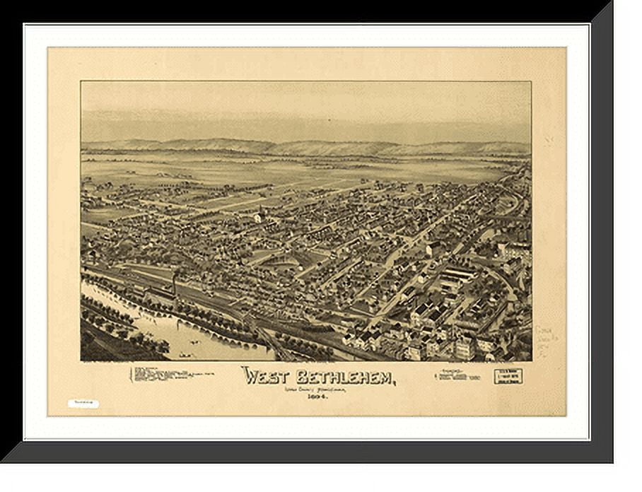 Historic Framed Print, PA West Bethlehem 1894 MAP, 17-7/8" x 21-7/8 ...