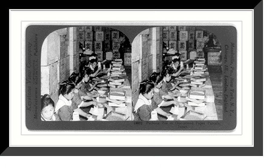 Historic Framed Print, Packing tea in one-pound paper parcels, Japan ...