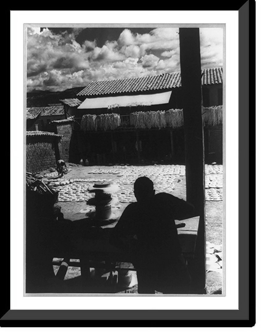 Historic Framed Print, Panama hat industry, Ecuador. Workmen shaping ...