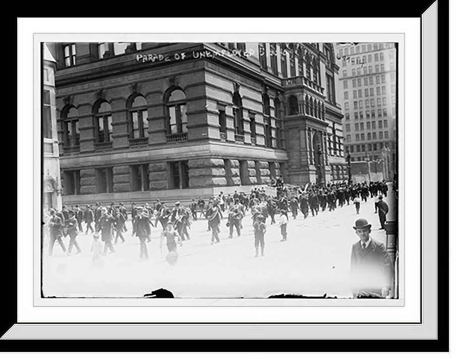 Historic Framed Print, Parade of unemployed, marchers and band, New ...