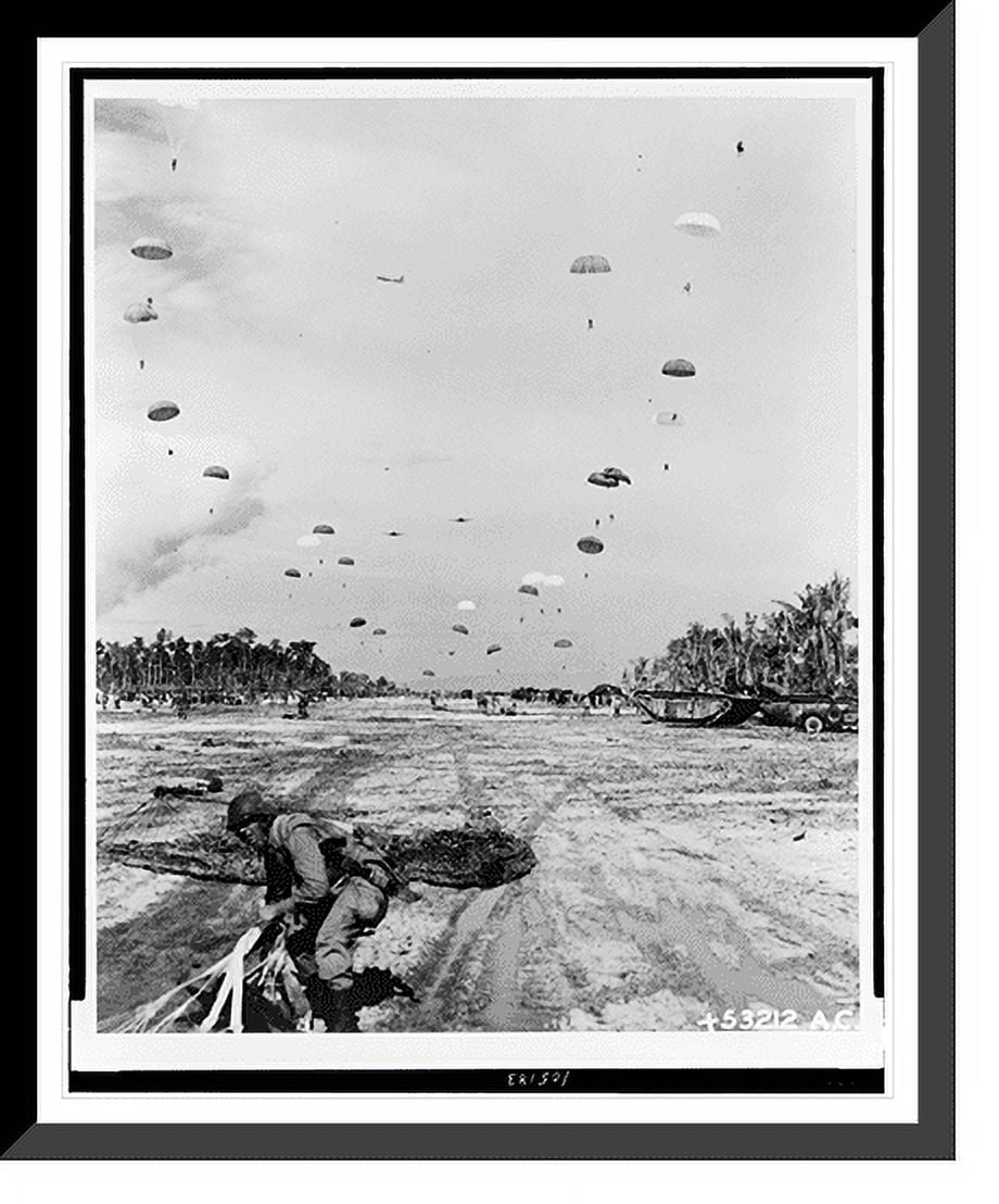 Historic Framed Print, Paratroopers landing at Kamiri Strip, Noemfoor ...