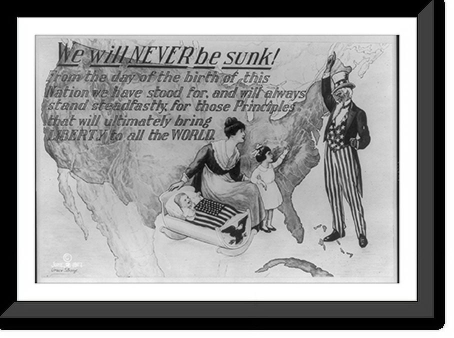 Historic Framed Print, [Patriotic poster showing Uncle Sam by map of U ...