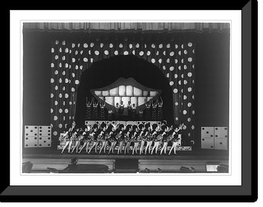 Historic Framed Print, Pearly teeth and polka dot columns formed a ...