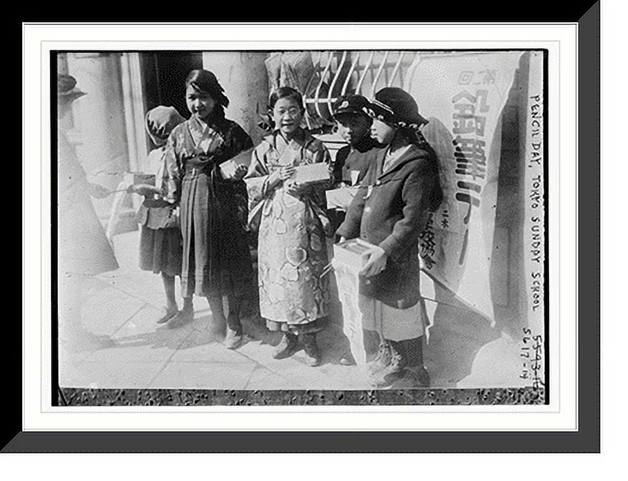 Historic Framed Print, Pencil Day, Tokyo Sunday School, 17-7/8" x 21-7/ ...