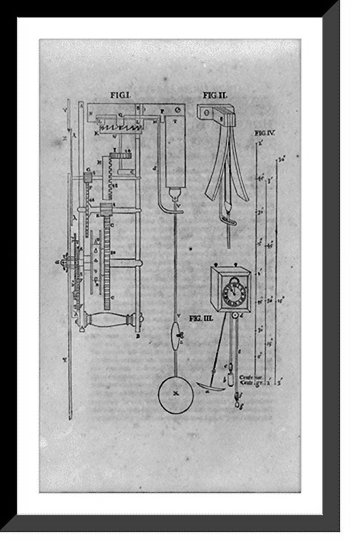 Historic Framed Print, [Pendulum or oscillating clock mechanisms ...