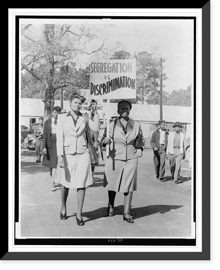 Historic Framed Print, [People marching with signs to protest ...