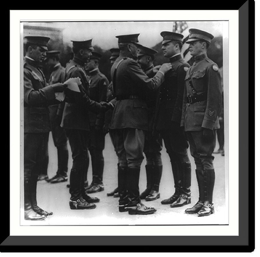 Historic Framed Print, Pershing awarding DSC to Major Warner W. Carr ...