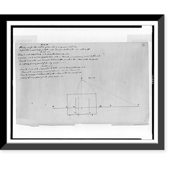 Historic Framed Print, [Perspective rule for drawing square structure ...