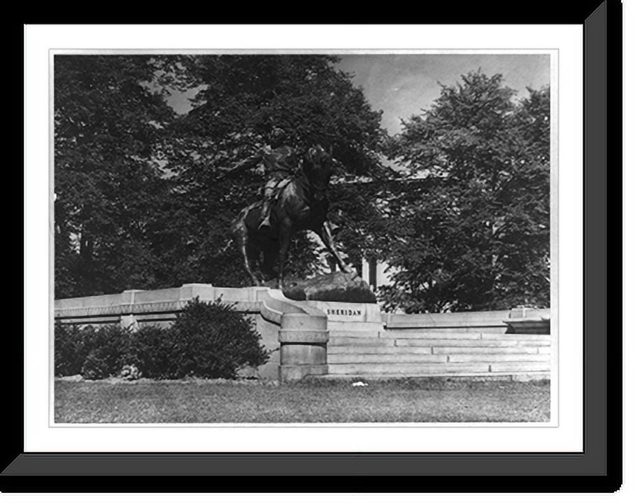 Historic Framed Print, Philip Henry Sheridan statue at Sheridan Circle ...