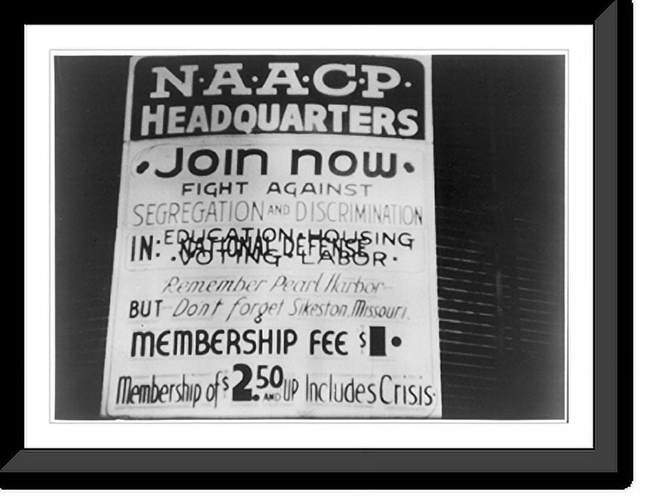 Historic Framed Print, [Photograph of a NAACP membership poster], 17-7/ ...